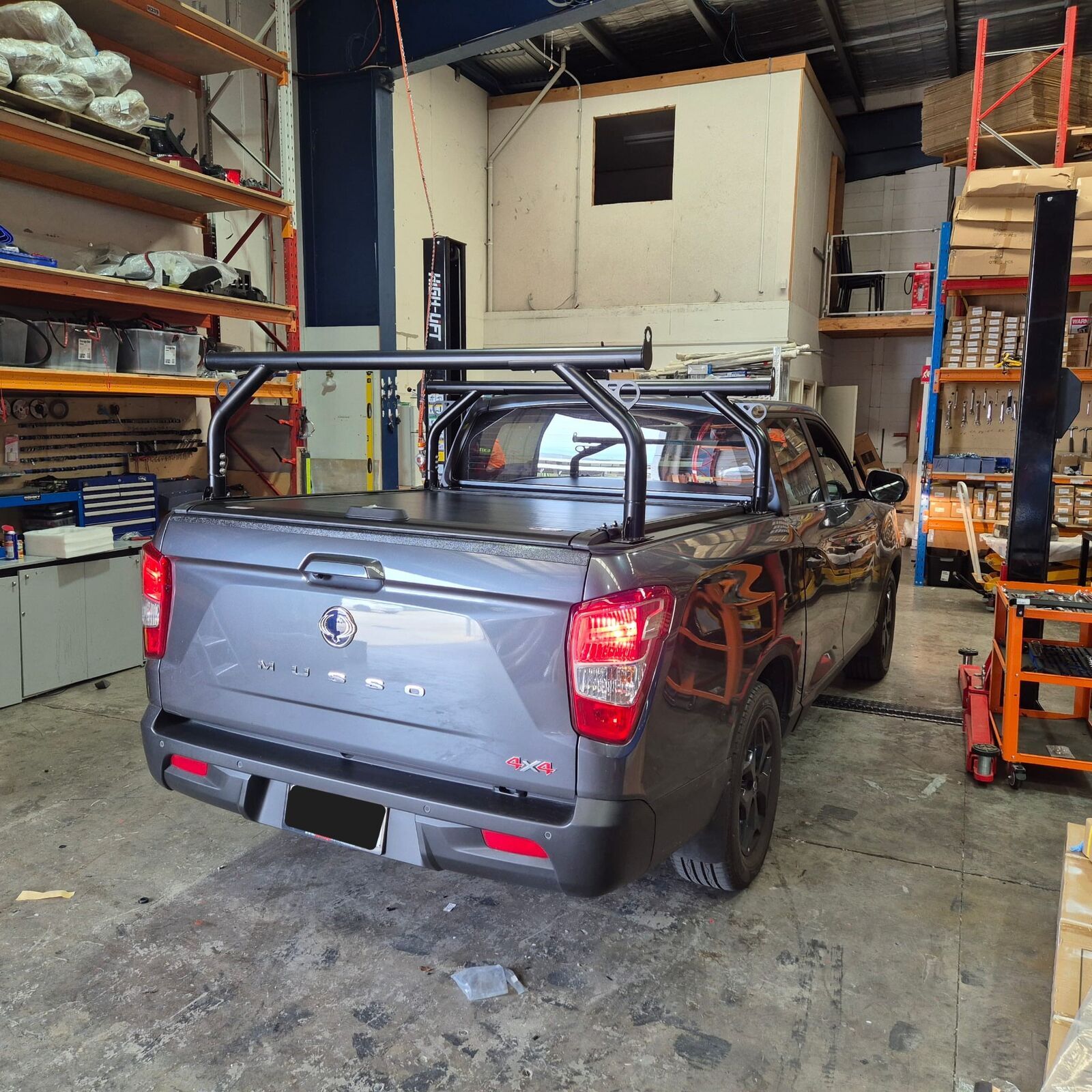 Black Slim Ladder Rack to suit Roller Shutters, Adjustable Width and ...